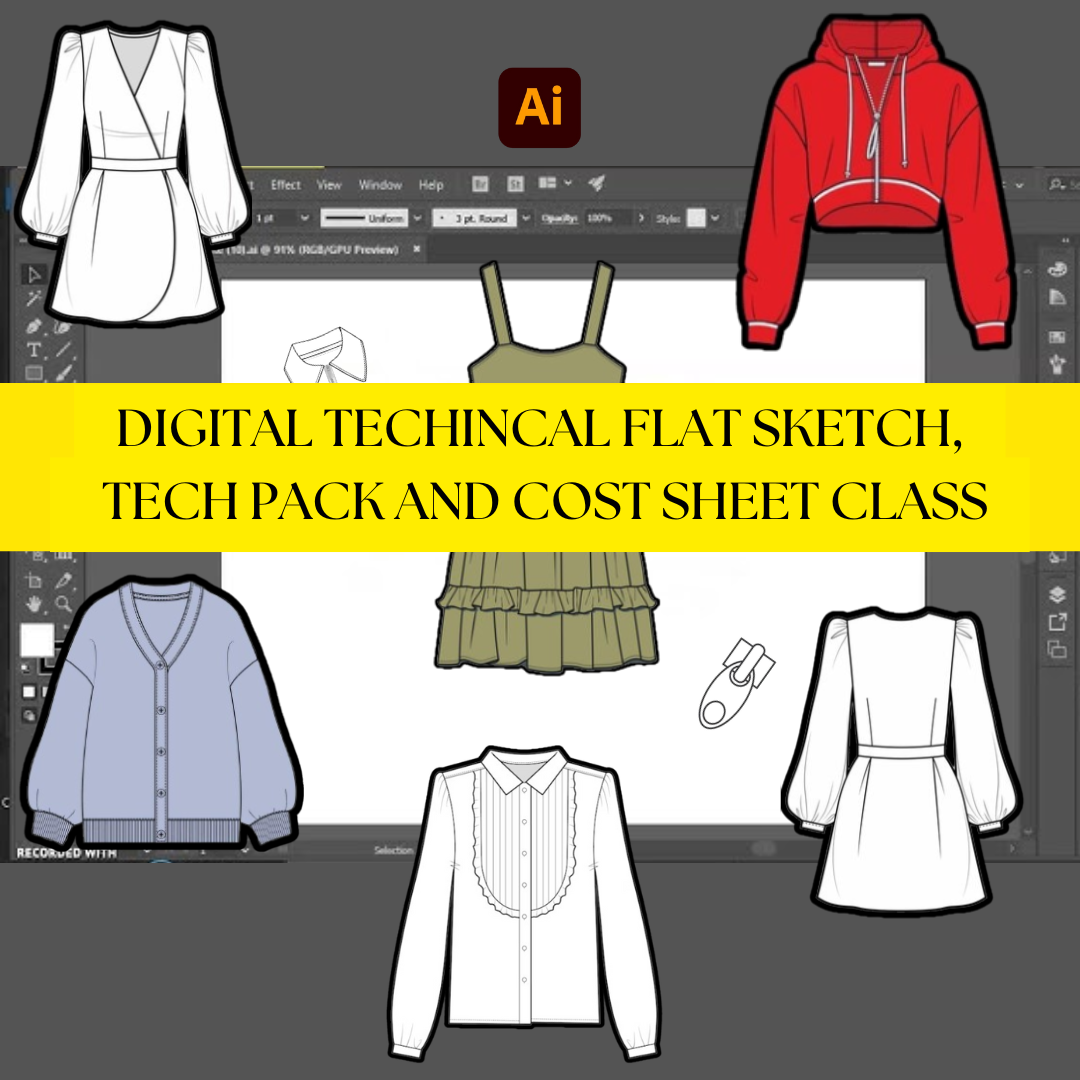 Digital Technical Flat Sketch, Tech Pack, and Cost Sheet Class ...